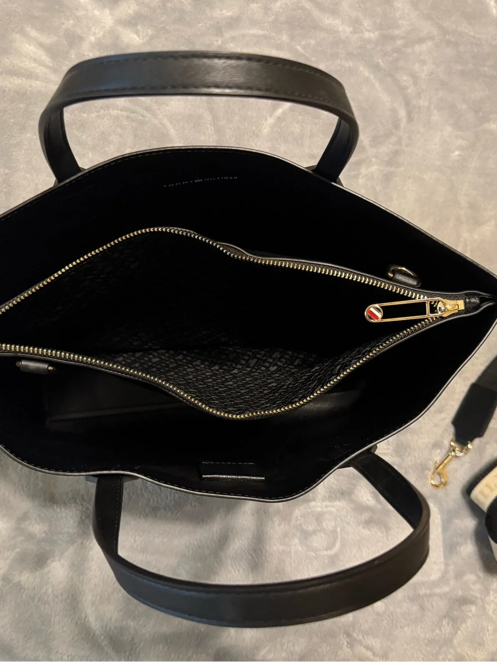 Tommy Hilfiger | Bags | Tommy Hilfiger Black Th Monogram Tote | Poshmark